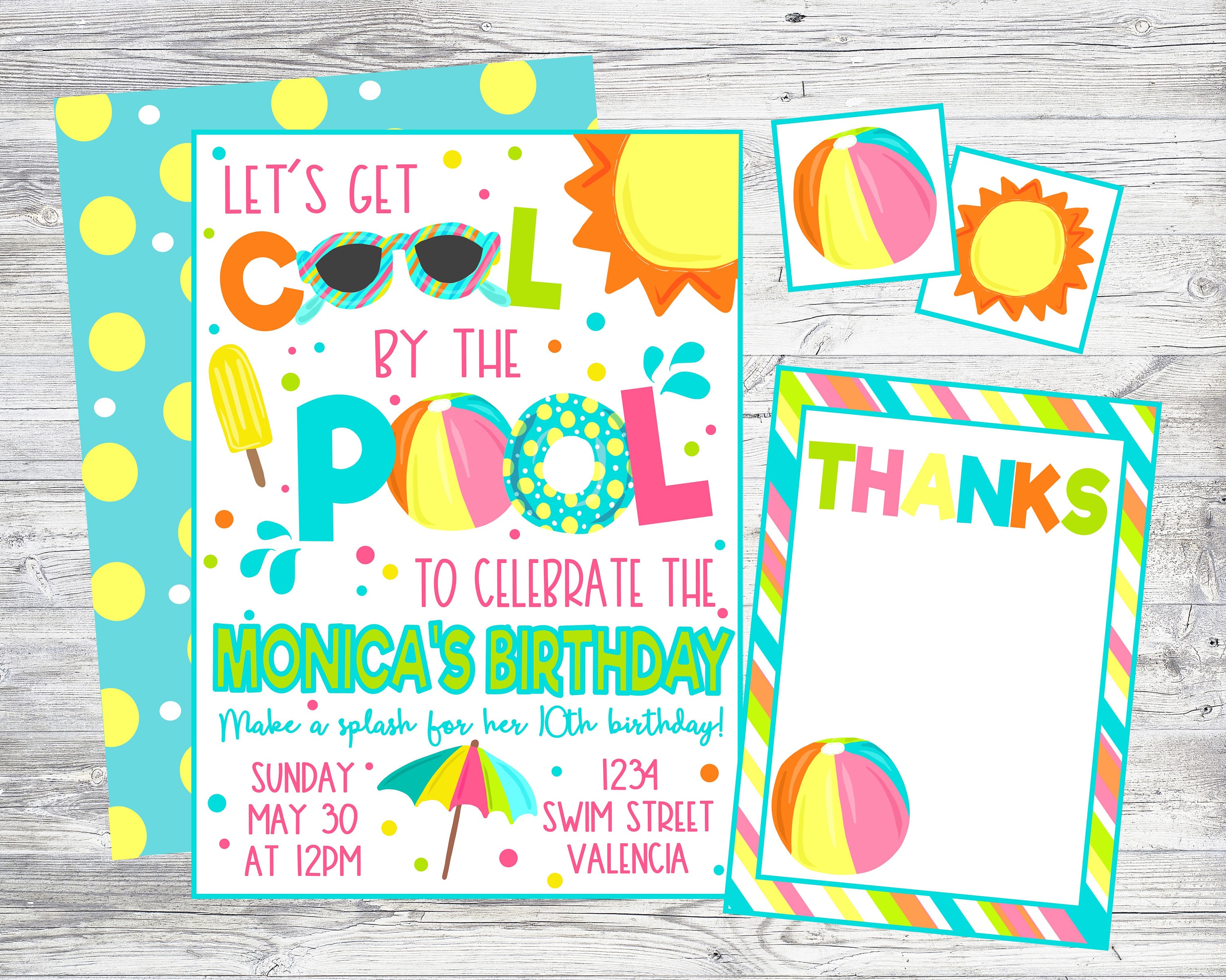 Cool Pool Party Invitations