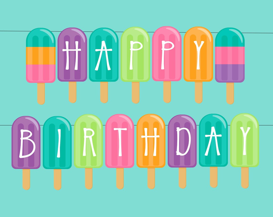 Full Alphabet Ice Pop Banner. Great for Ice Pop Party, Pool Party ...