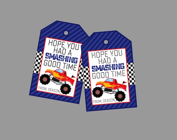 Personalized Monster Truck Party Favor Tags. Hope You Had A - Etsy