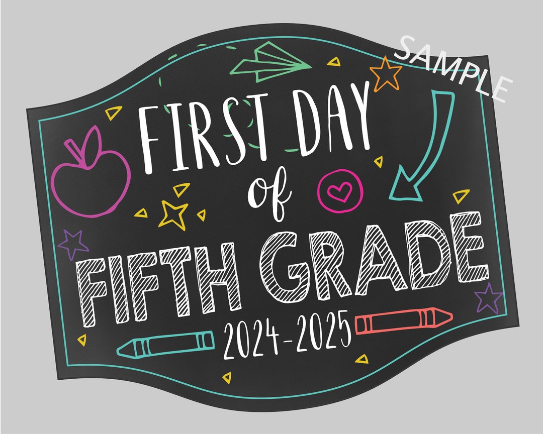Fifth Grade First Day of School Doodle Sign. School Photo Prop Sign ...