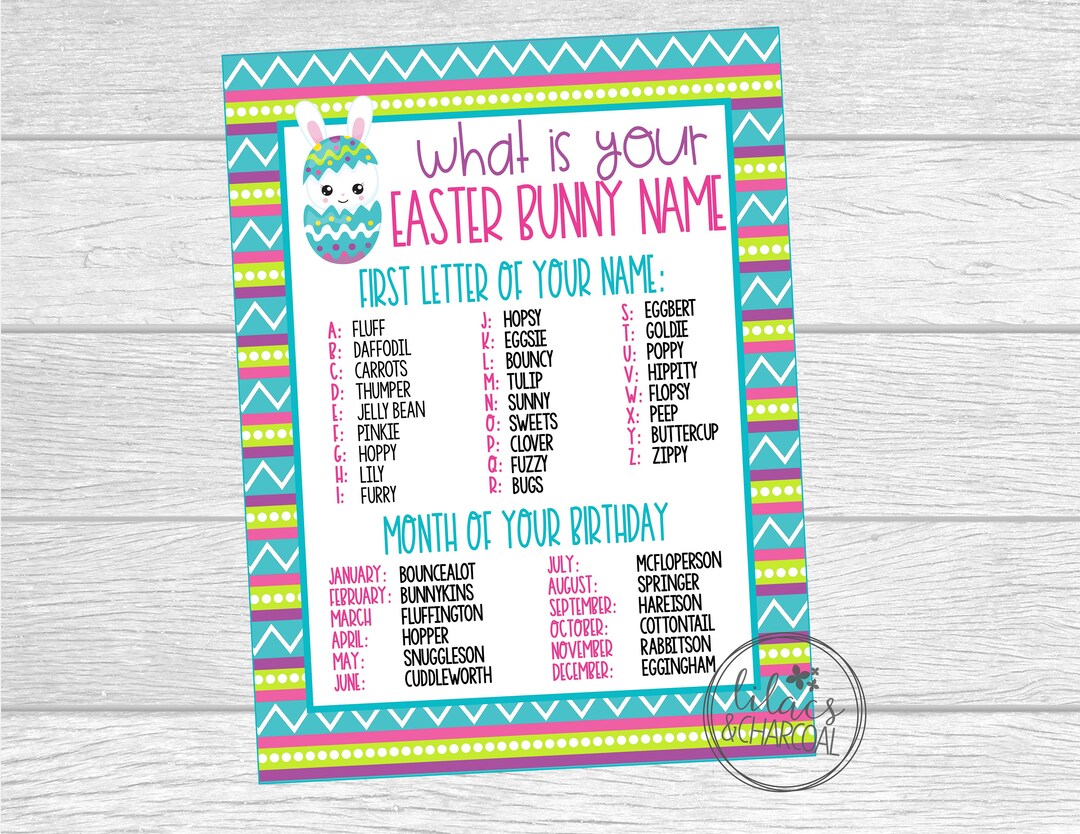 Printable Easter Bunny Name Game. What is Your Easter Bunny Name ...