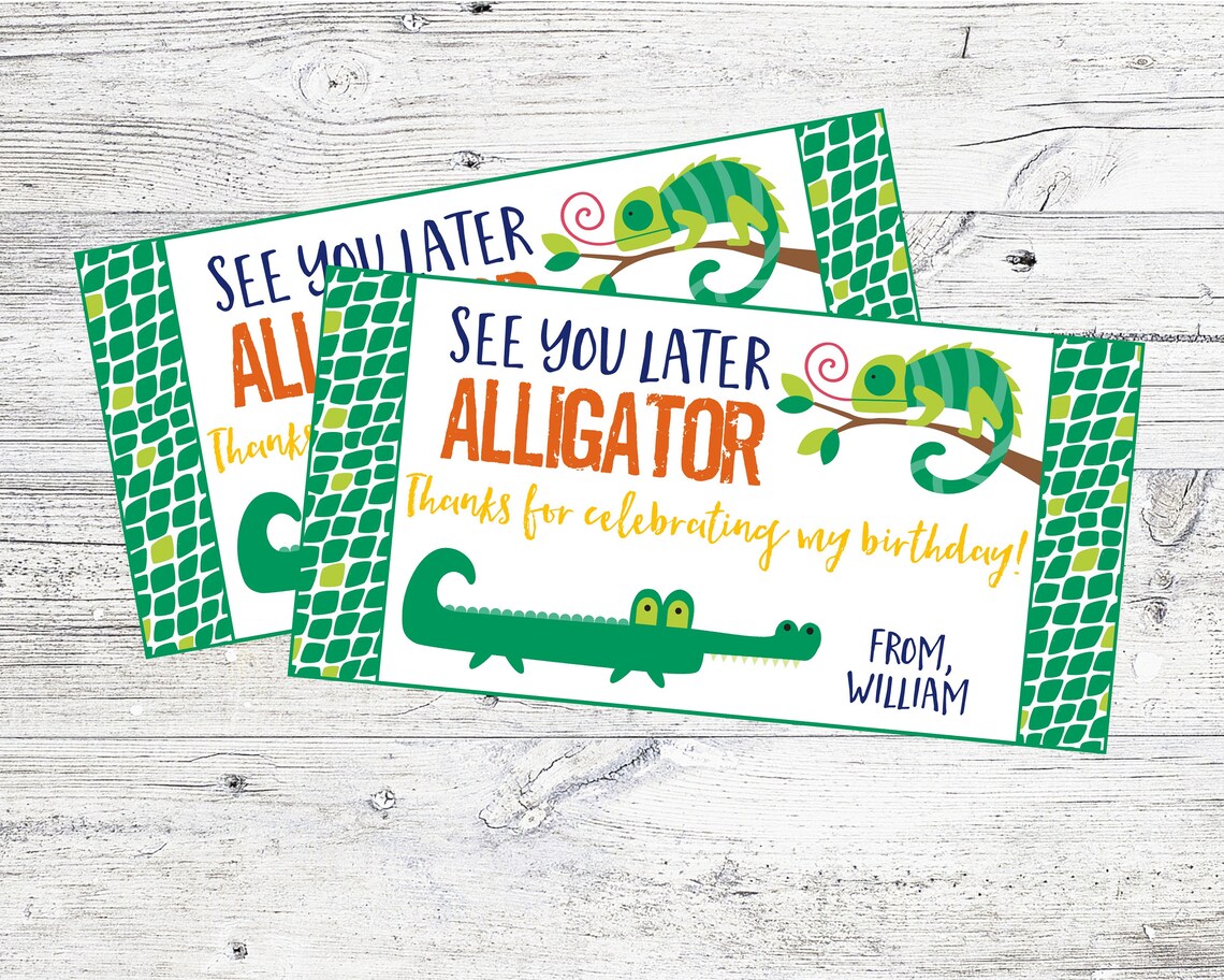 Personalized Reptile Party Gable Box Labels. See You Later Alligator ...