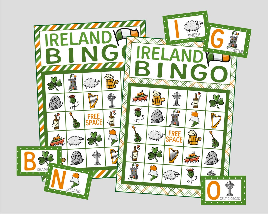 Printable Ireland Bingo Game: 12 Irish Cards (digital Download) - Etsy
