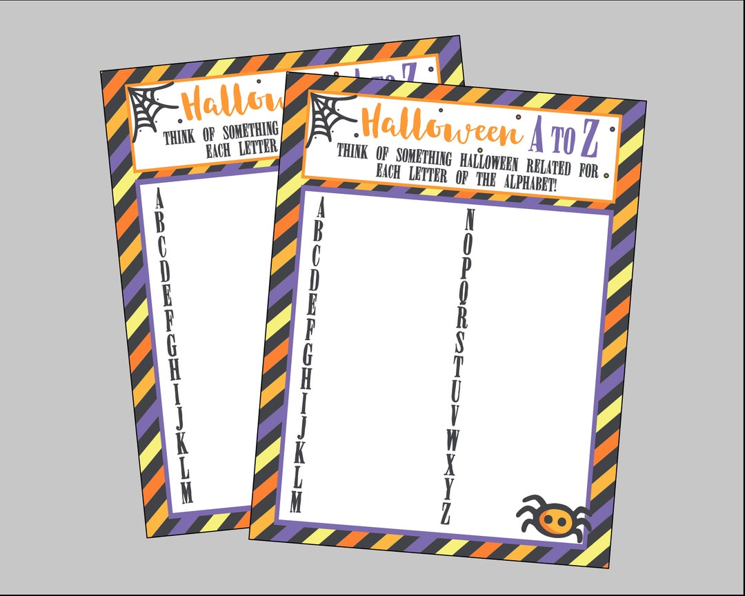 Printable Halloween A to Z Alphabet Game. Halloween Game for Halloween ...