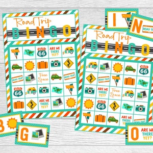 Printable Road Trip Bingo Game. 12 Card Bingo Game Set for Family ...