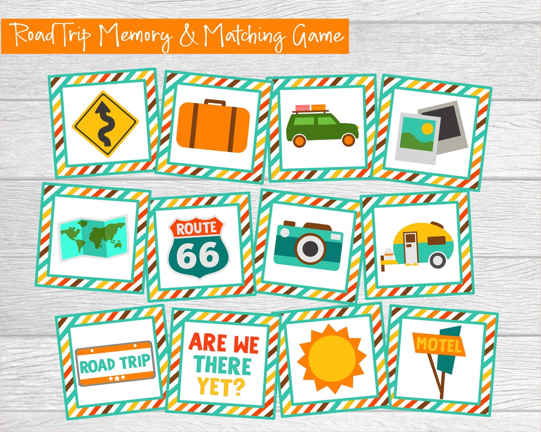 Printable Road Trip Travel Memory/matching Game. Instant Digital ...