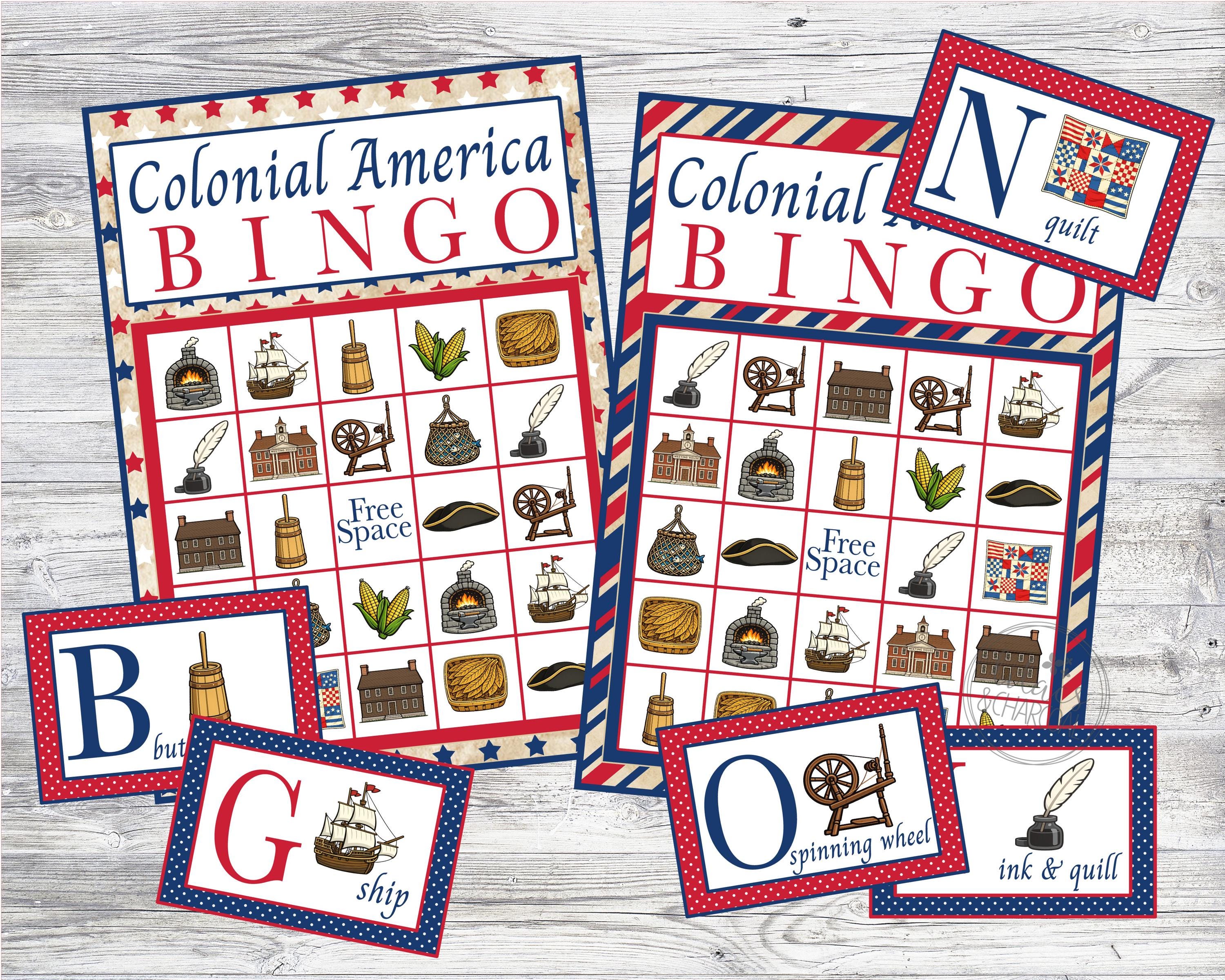 Printable Colonial America Bingo Game. Classroom Set of 36 Game Cards ...