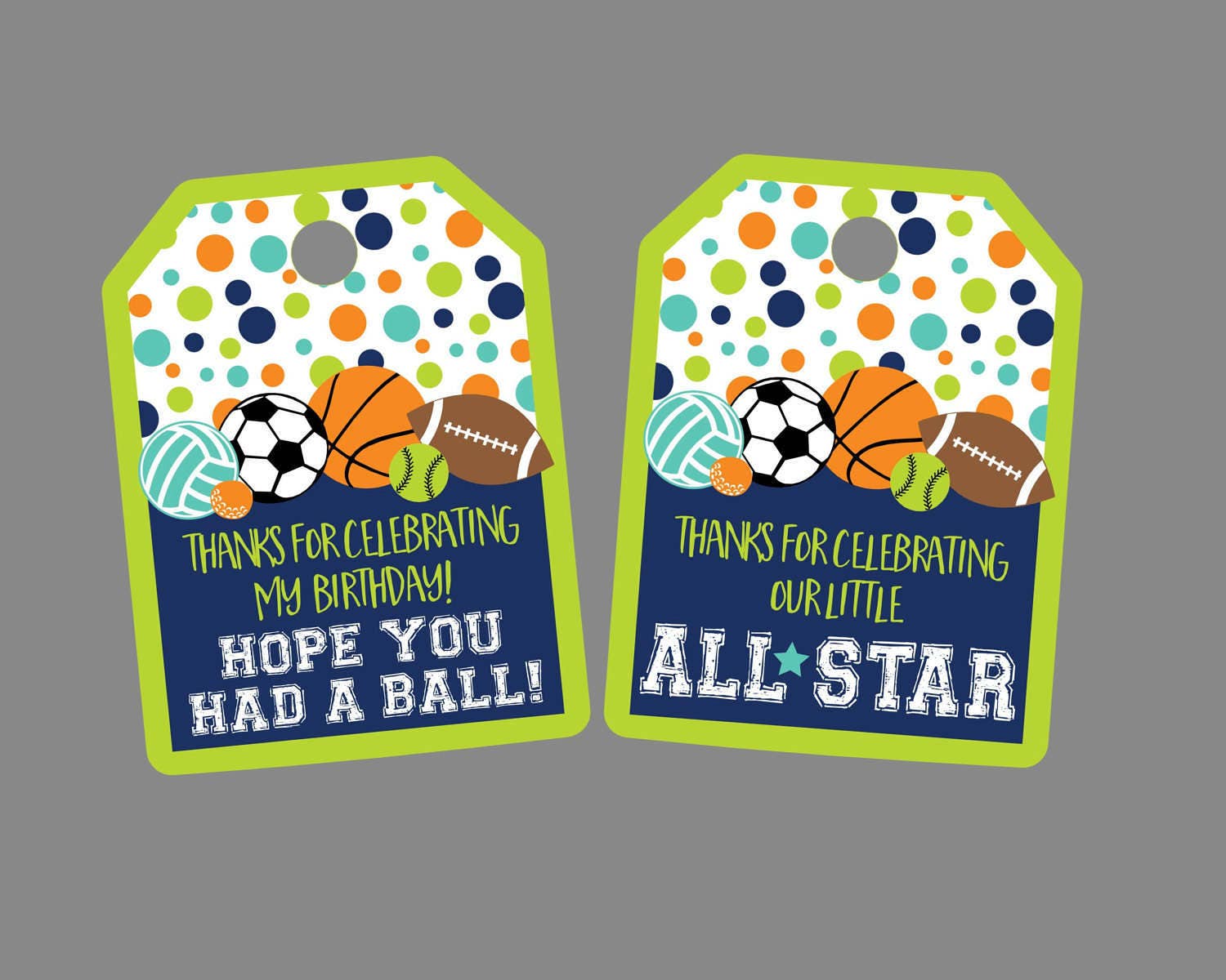 All Star Sports Party Favor Tag. for Sports Birthday Party or | Etsy