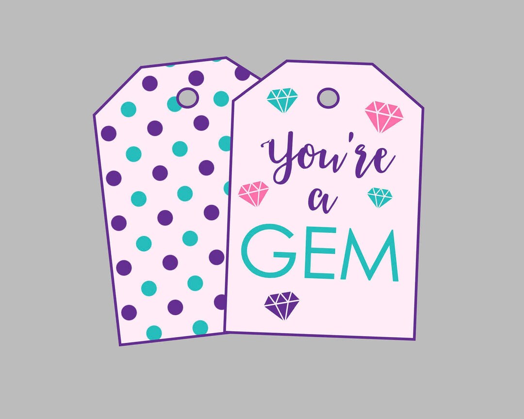 You're A Gem Hang Tag. for Bridal Shower, Bridesmaid Gift, Bachelorette Party, Gem Party, Jewel ...