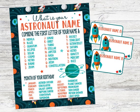 Printable Name Tags For Astronauts
