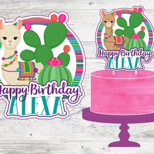 Printable Llama or Alpaca Cake Topper. Personalized Cake Topper for ...
