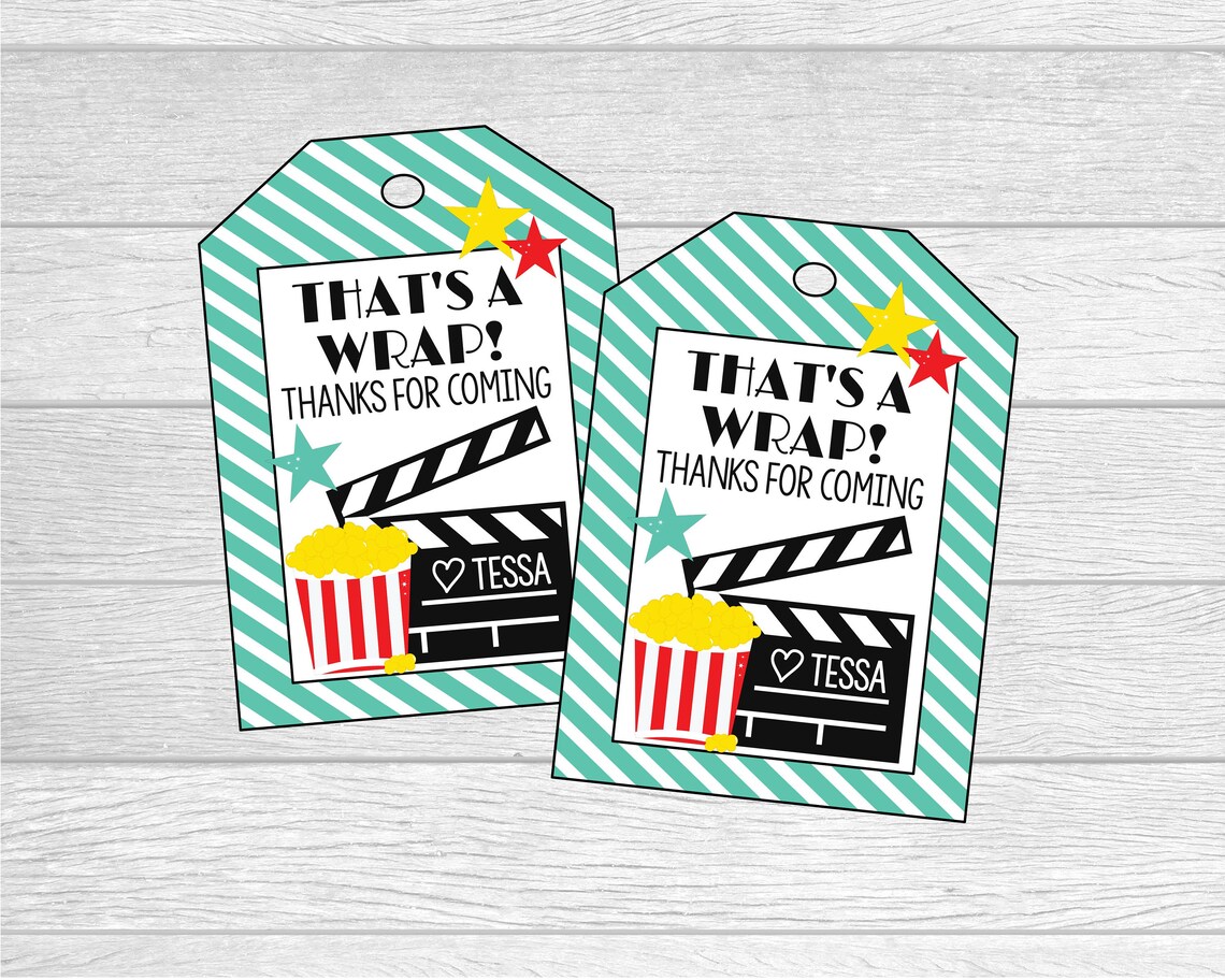 Personalized Movie Night Party Favor Tags. That's A Wrap - Etsy