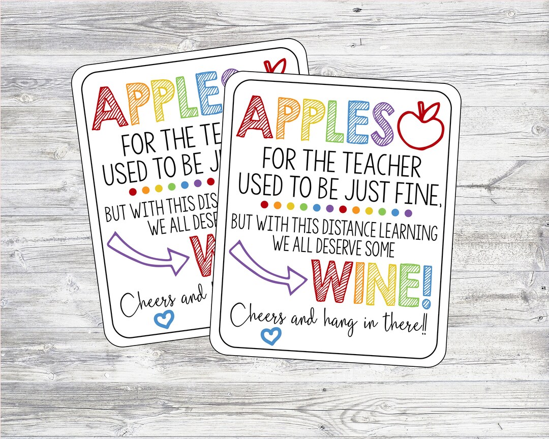 Printable Teacher Wine Tag for DISTANCE LEARNING & Homeschooling ...
