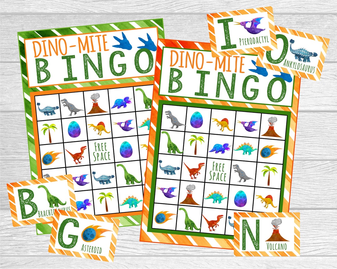 Printable Dinosaur Game. 12 Card Bingo Set. Instant Digital Download ...