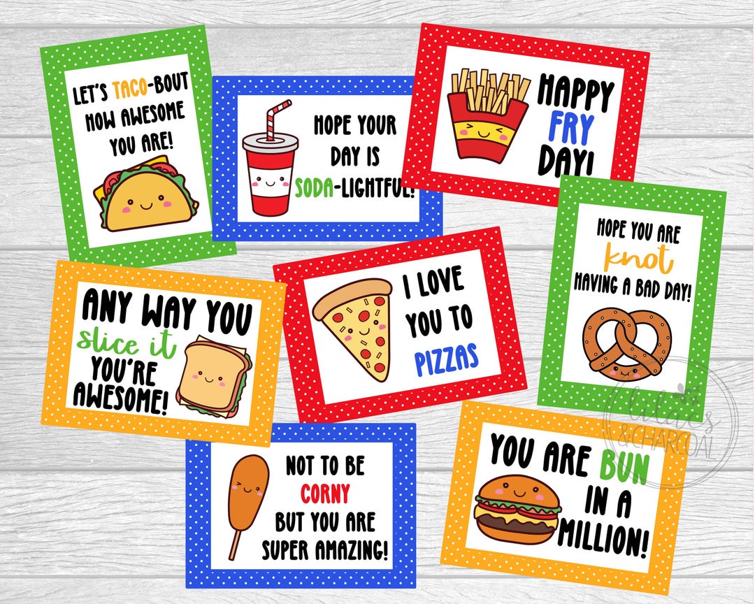 Back to School Junk Food Lunch Box Notes. Printable School Lunch Box ...