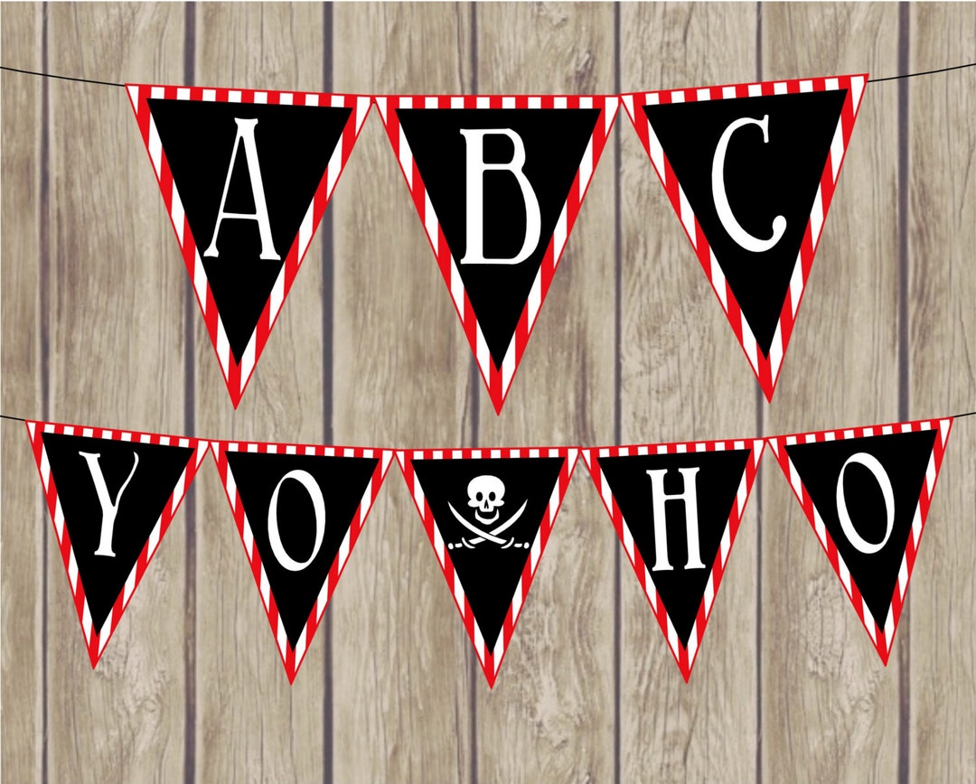 Printable Pirate Banner. Red & Black Full Alphabet Pirate Banner for ...