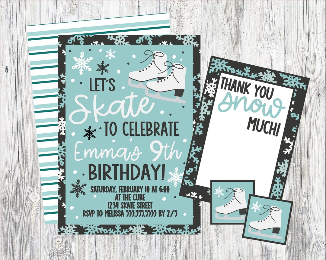 Ice Skating Birthday Party Invitation. Let's Skate to Celebrate ...