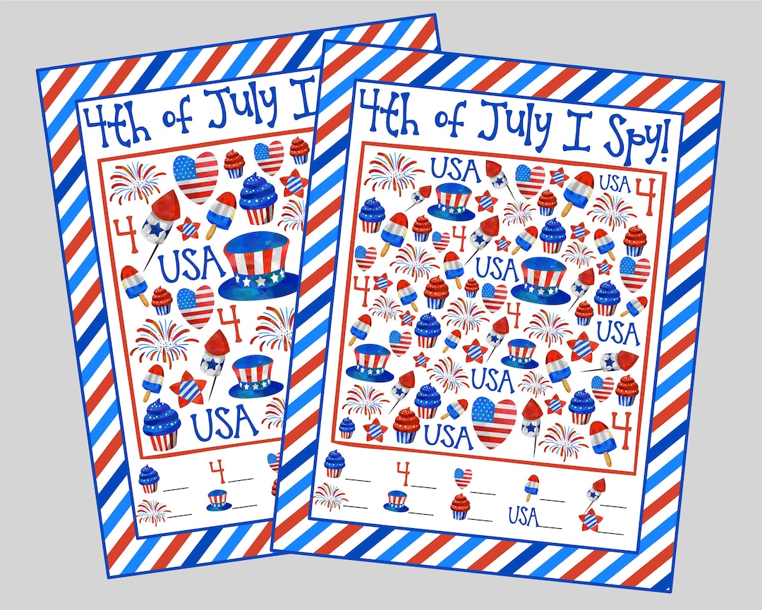 4th of July I Spy Printable Games. 4 Different Sheets Easier to Harder ...
