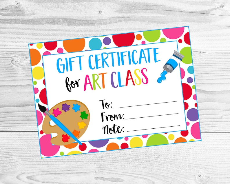 Printable Gift Certificate for an Art Class. Instant Digital | Etsy