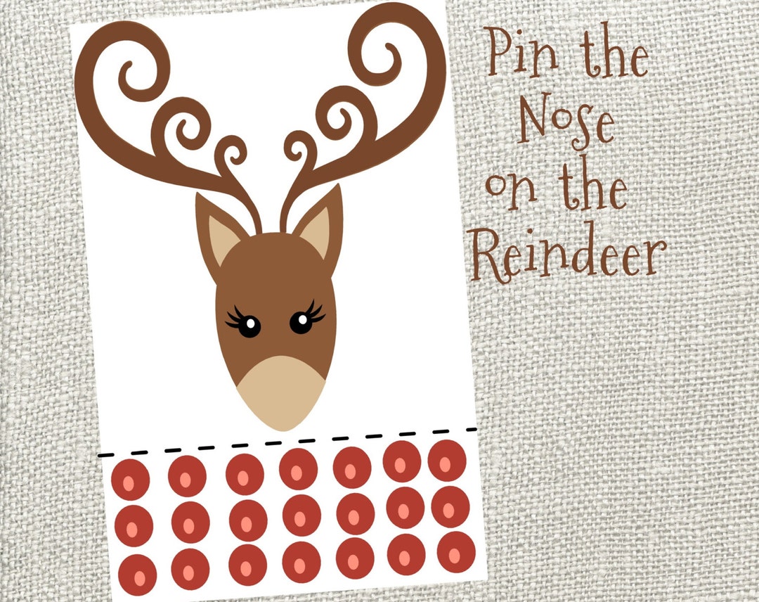 Pin the Nose on the Reindeer! Instant Digital Download. Christmas Party ...