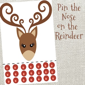 Pin the Nose on the Reindeer! Instant Digital Download. Christmas Party ...