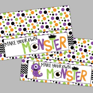 Printable Make Your Own Monster Bag Topper for Monster Halloween Favor ...