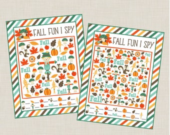 Thanksgiving I Spy Printable Games. 5 Different Sheets Easier | Etsy