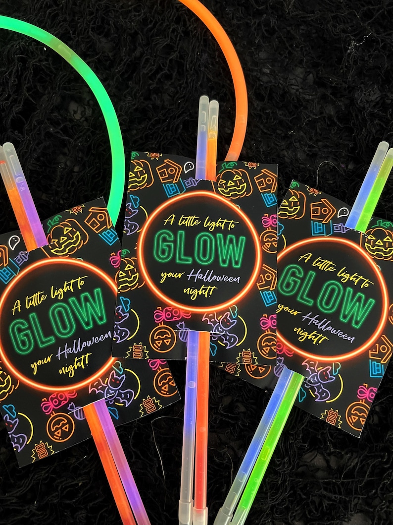 Printable Halloween Neon Little Light to Glow Your Night Cards for Glow ...