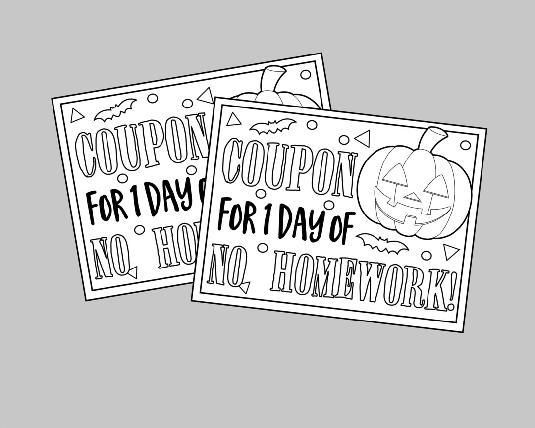 Printable Halloween No Homework Coupon. Instant Digital Download. - Etsy