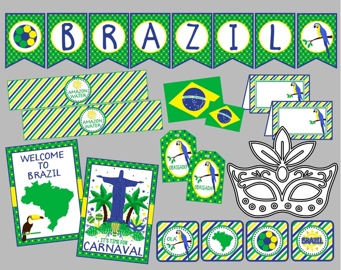 35 Brazil Party Theme Photo Booth Props, Brazilian Themed Party Props ...