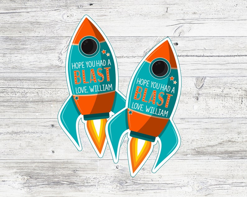 Personalized Space Party Favor Tags. Hope You Had A Blast Rocket Ship ...