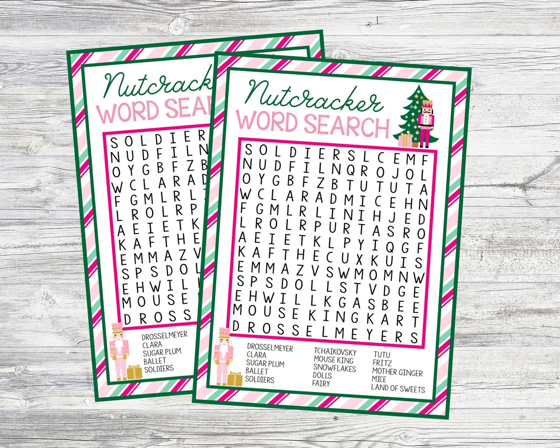 Nutcracker Word Search Game. Printable Word Search. Instant - Etsy