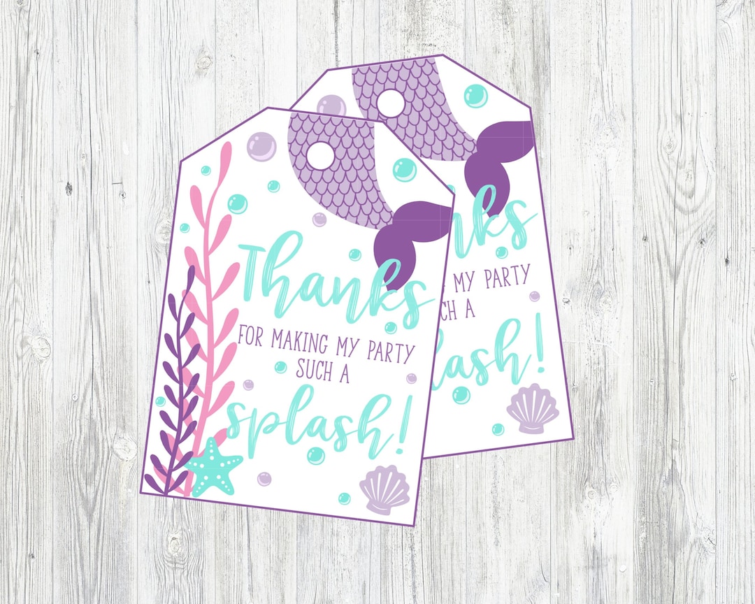 Mermaid Party Favor Tags. Thanks for Making My Party A Splash. Mermaid ...