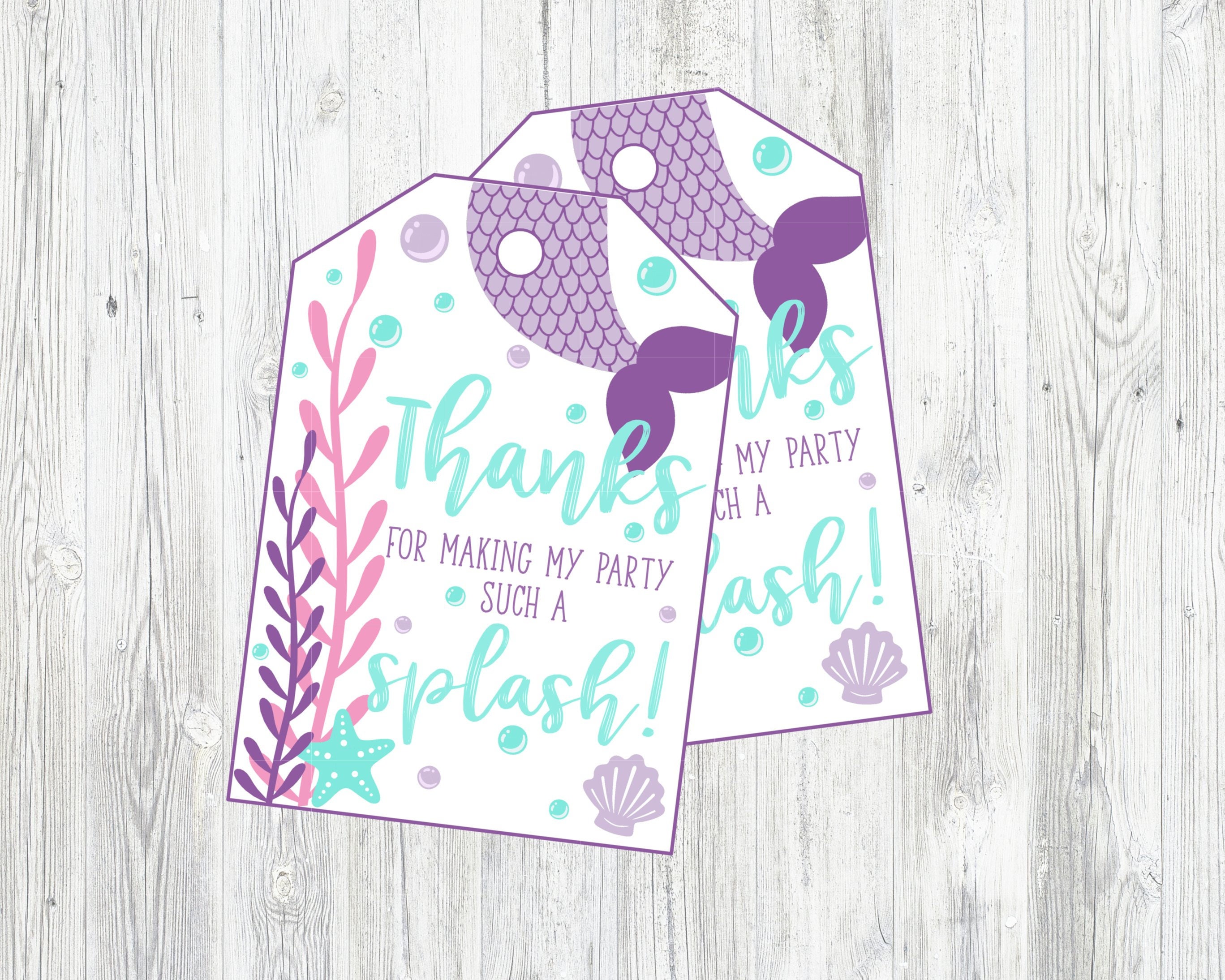 Mermaid Party Favor Tags. Thanks for Making My Party A Splash. Mermaid ...