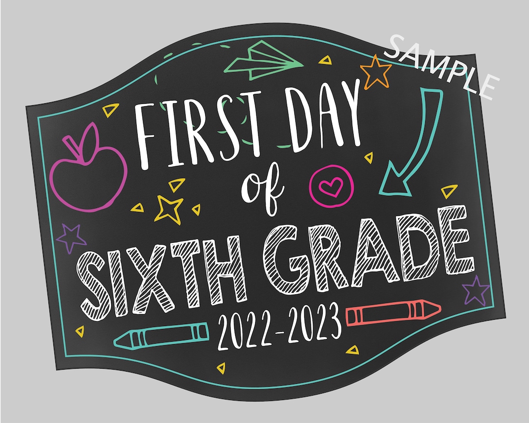 Sixth Grade First Day of School Doodle Sign. School Photo Prop - Etsy
