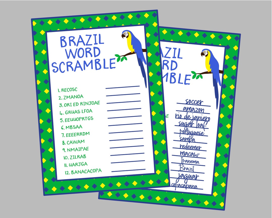 Brazil Word Scramble. Brazil, Carnaval Party Games, Lesson Plan, Game ...