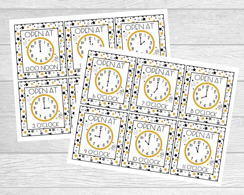 Printable New Year's Eve Countdown Cards. From Noon to Midnight Plus ...
