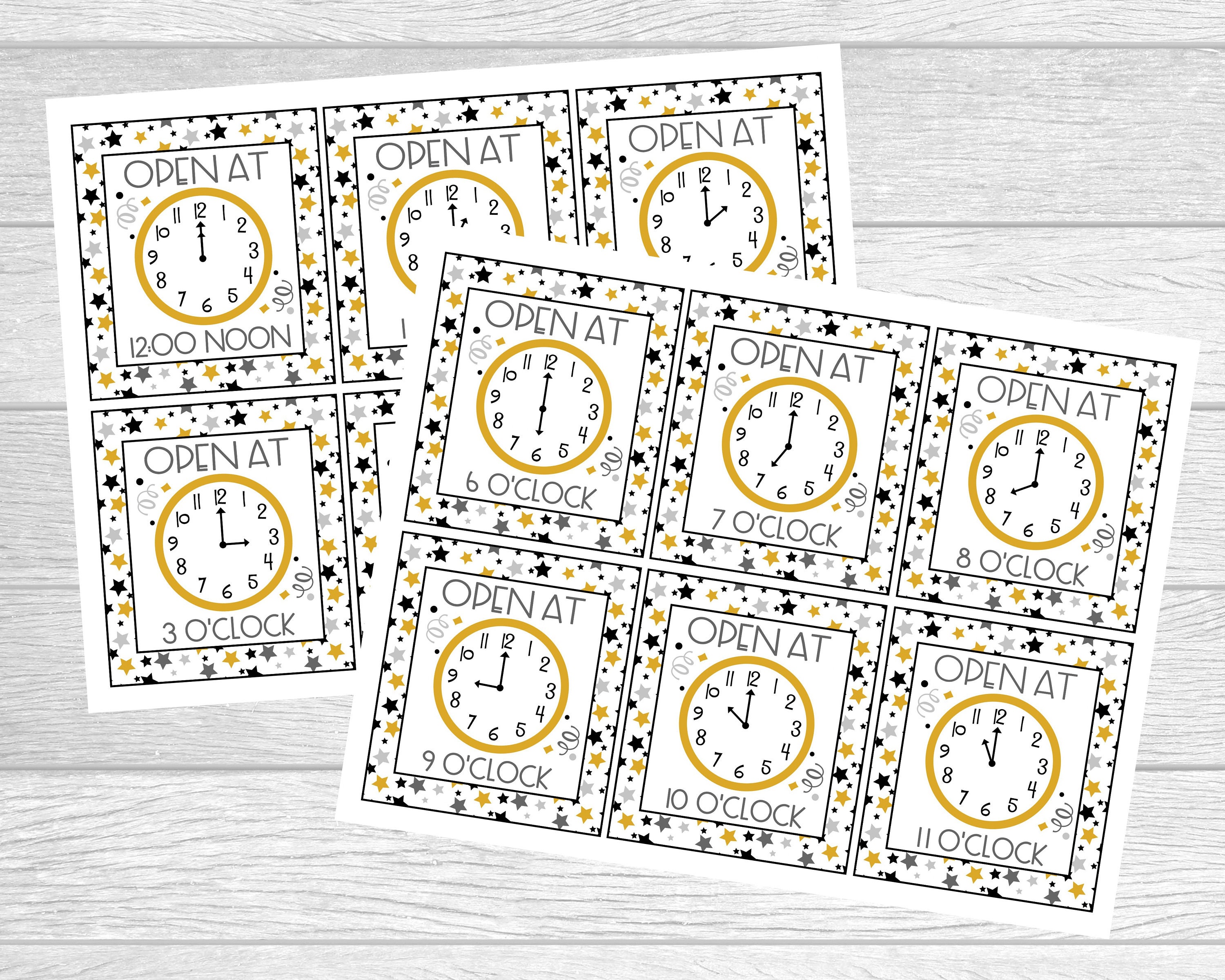 Printable New Year's Eve Countdown Cards. From Noon to Midnight Plus ...