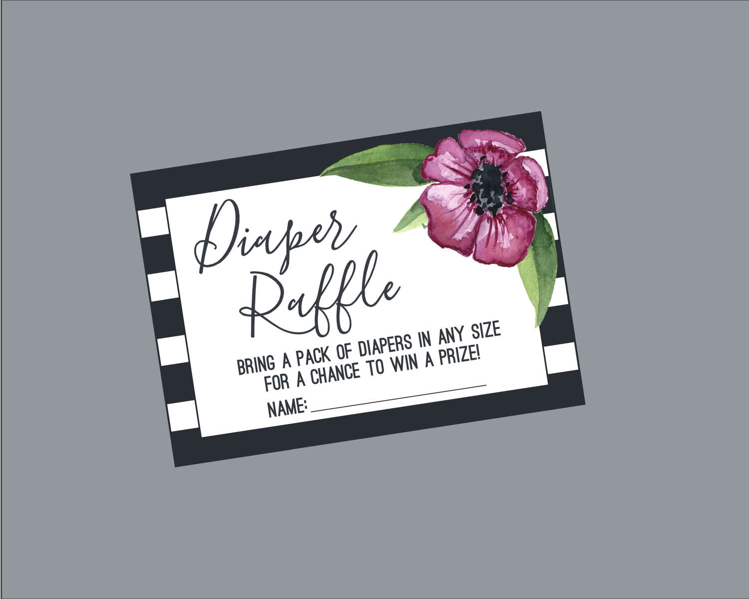 Diaper Raffle Card for Baby Shower Invite Insert. Purple & Red | Etsy