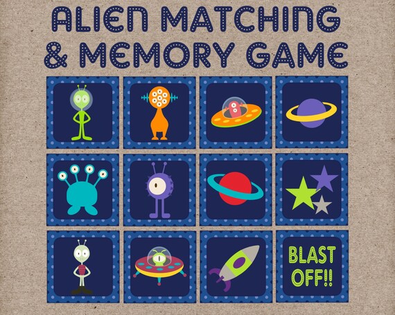 Space Alien Matching & Memory Game. Great Game for Toddlers | Etsy