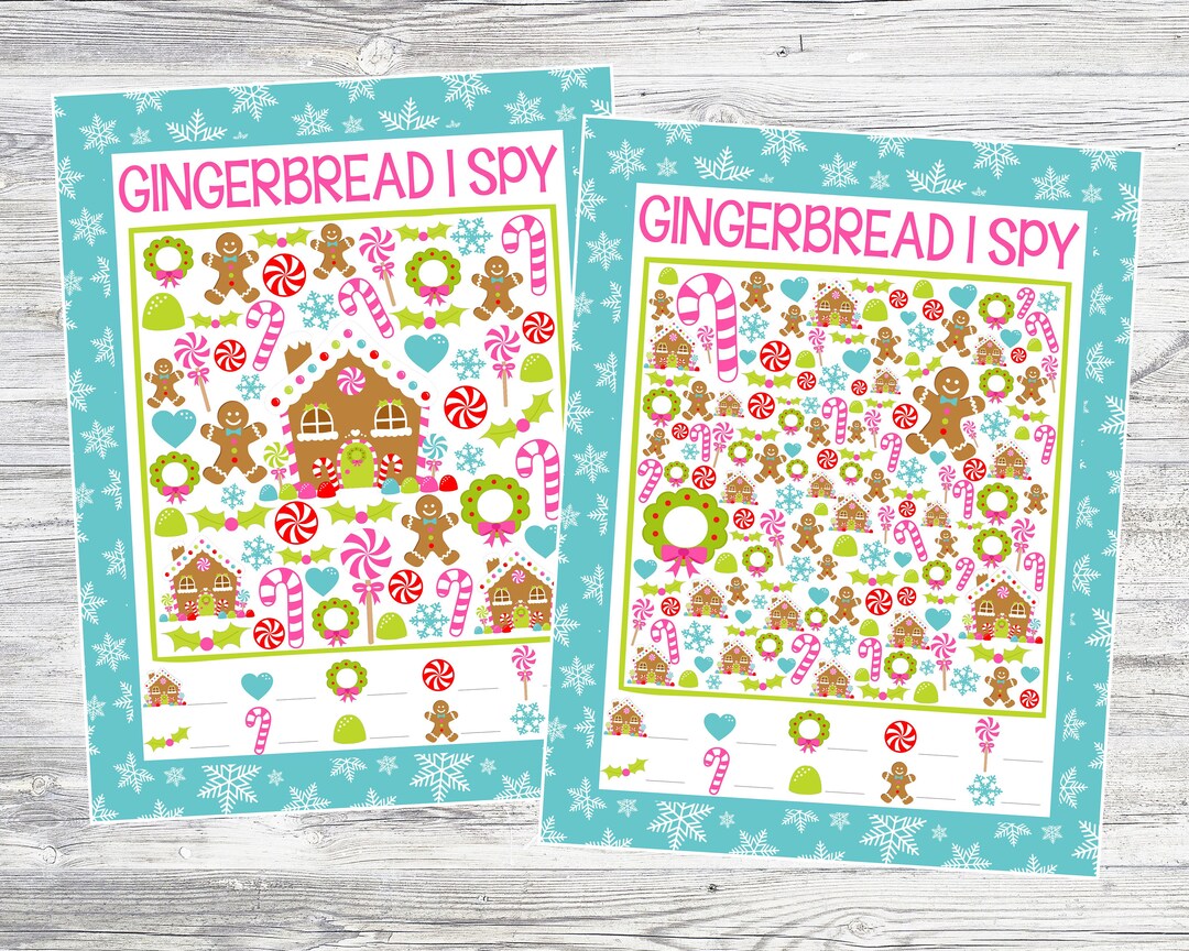 Gingerbread House I Spy Printable Games. 5 Different Sheets Easier to ...