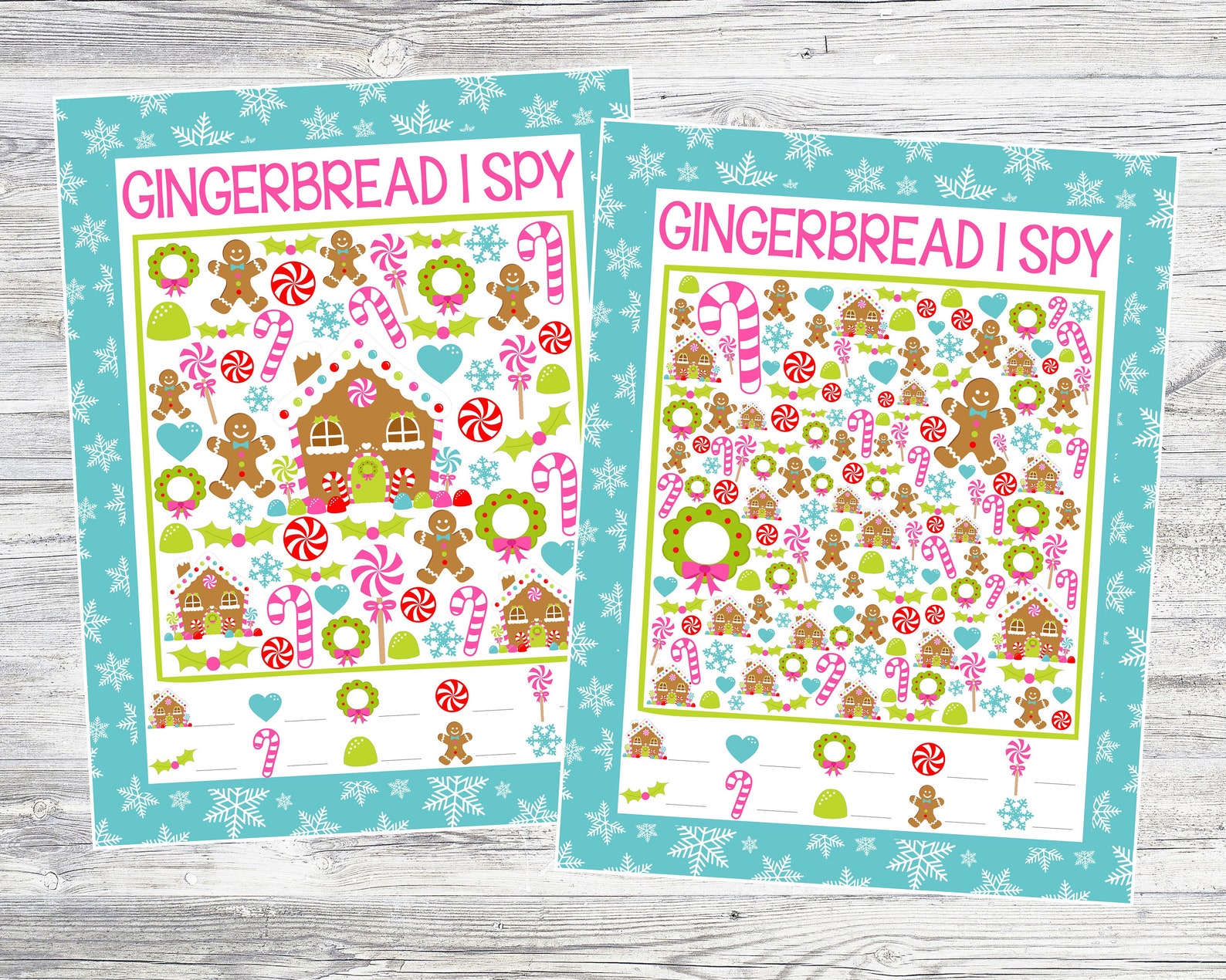 Gingerbread House I Spy Printable Games. 5 Different Sheets Easier to ...