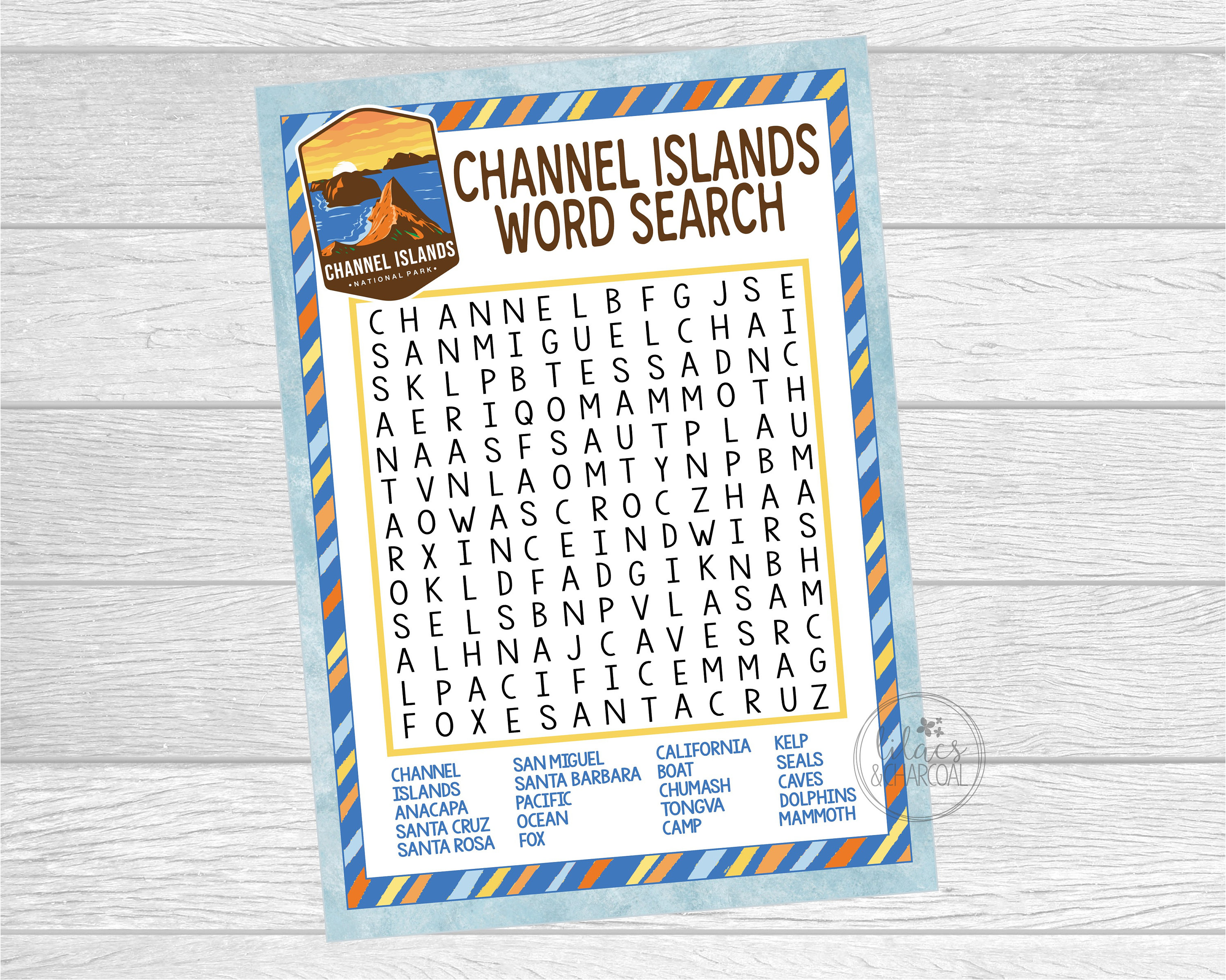 Printable Channel Islands Word Search. Word Search for National Parks ...