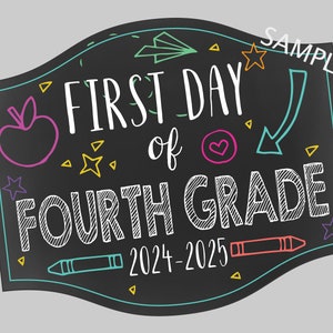 Fourth Grade First Day of School Doodle Sign. School Photo Prop Sign ...