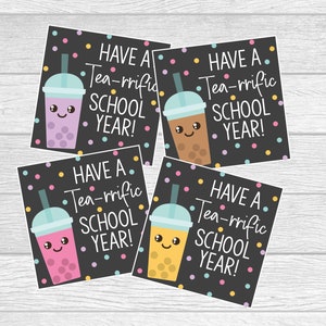Printable Tea-riffic School Year Tags. Boba, Bubble Tea Back to School ...