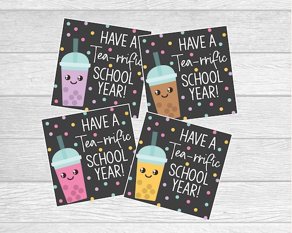 Printable Tea-riffic School Year Tags. Boba Bubble Tea Back - Etsy