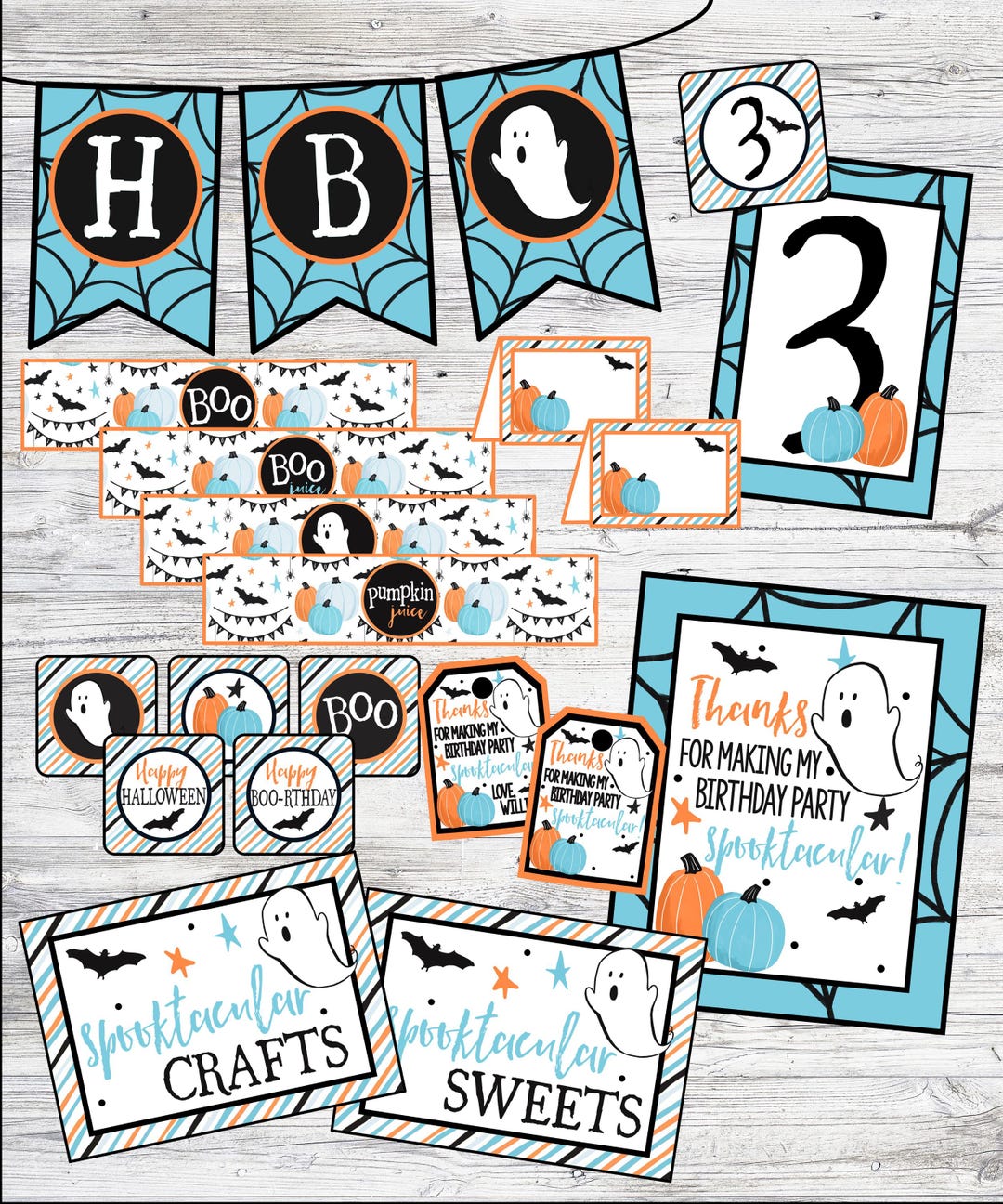 Printable Spooktacular Halloween Birthday Party Decoration Package ...