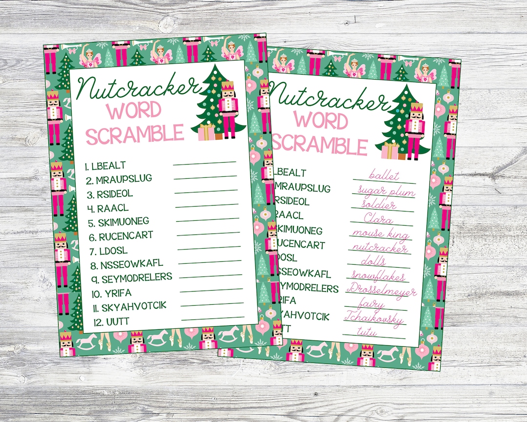 Nutcracker Word Scramble. Printable Nutcracker Game. Instant Digital ...