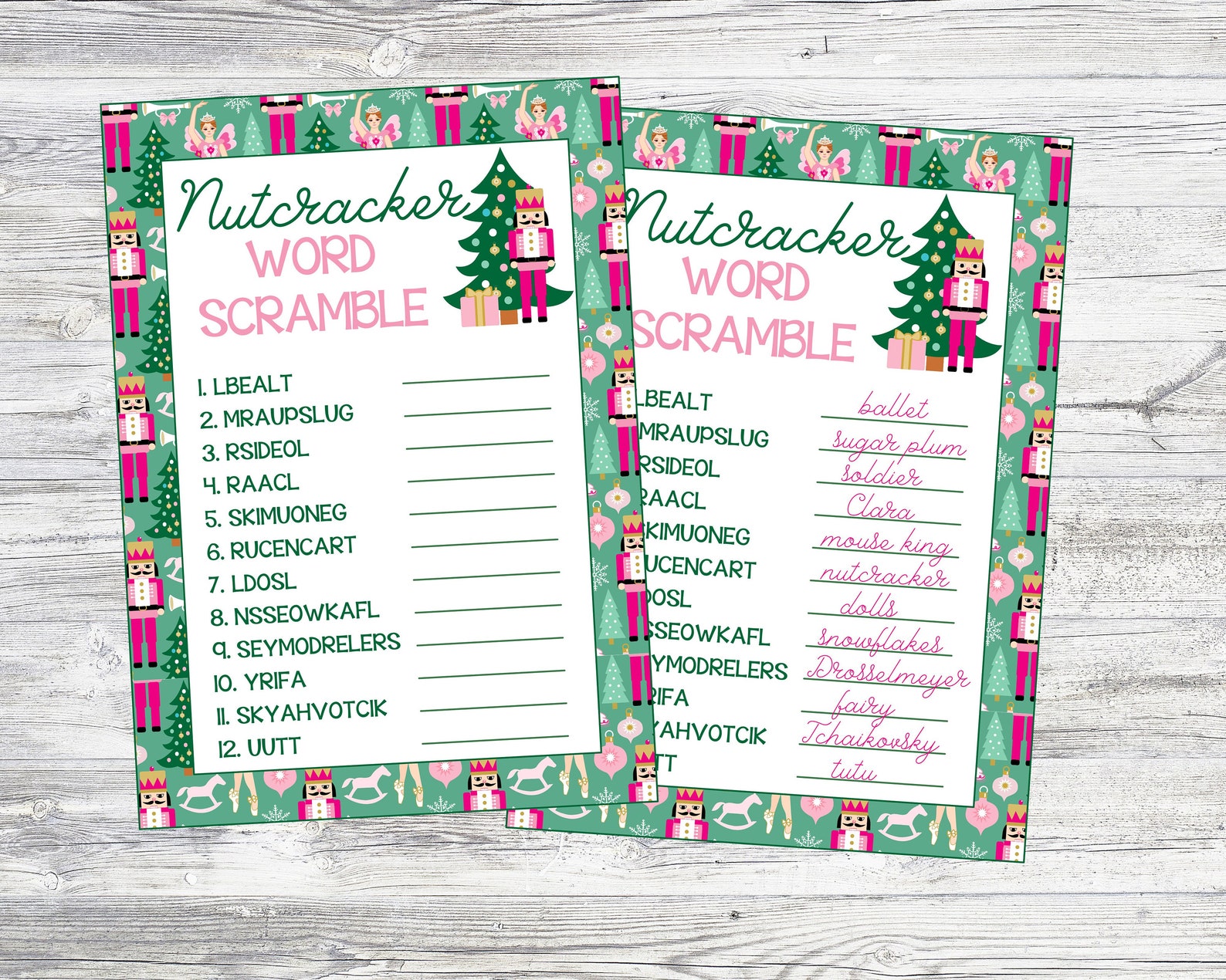 Nutcracker Word Scramble. Printable Nutcracker Game. Instant Digital ...