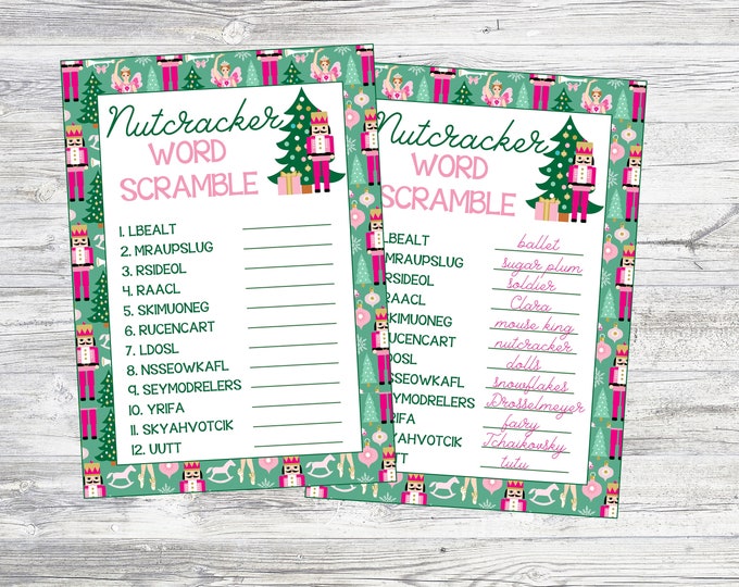 Nutcracker Word Scramble. Printable Nutcracker Game. Instant - Etsy